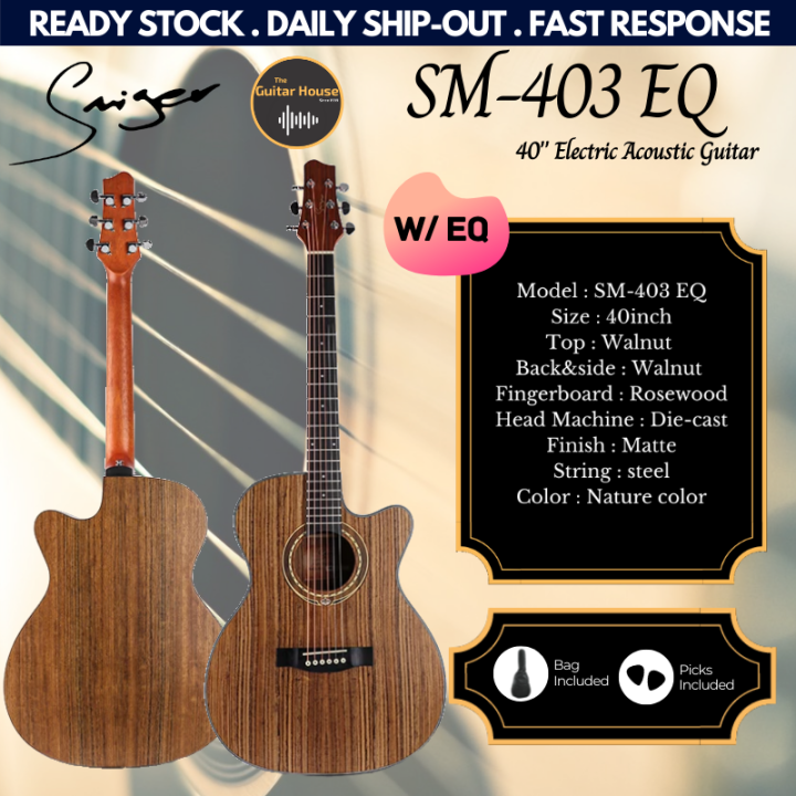 Smiger SM-403 w/EQ Acoustic-Electric Guitar w/Bag (SM403) | Lazada