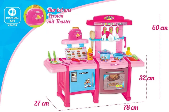 Kitchen | Pink Kitchen with Realistic Lights & Sounds |Play Kitchen Set ...