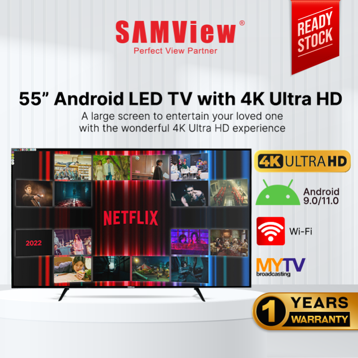 SAMView Smart Digital LED TV With Android OS V.11 4K Ultra HD MYTV DVB ...