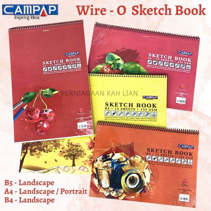 Campap Wire-O Sketch Book / Drawing Sketch Book 15 sheets 135gsm Size ...