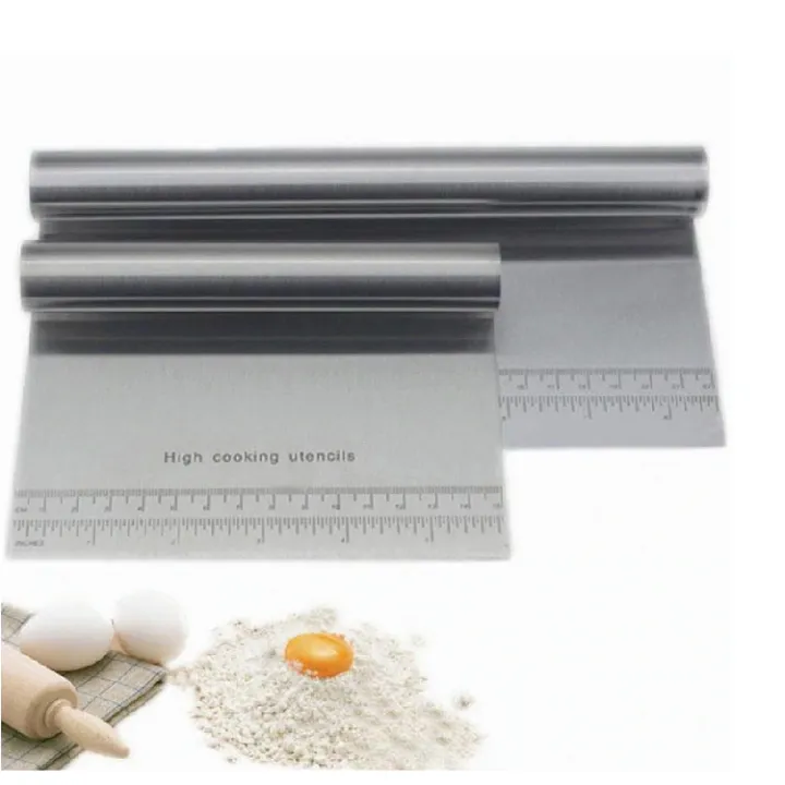 Stainless Steel Dough Cutter Pastry Bench Scraper with Measuring Scale ...