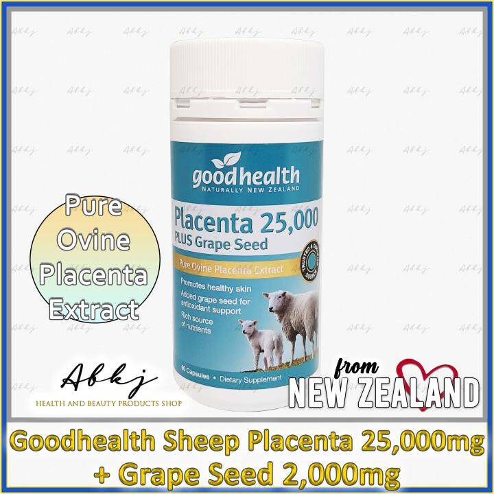 Good Health Sheep Placenta 25,000mg Plus Grape Seed 2,000mg 60 Capsules ...