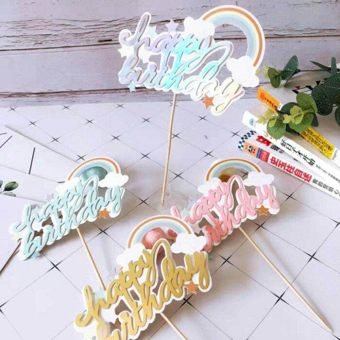 Cake Topper Happy Birthday Pelangi Hiasan Kue Ulang Tahun HBD | Lazada ...