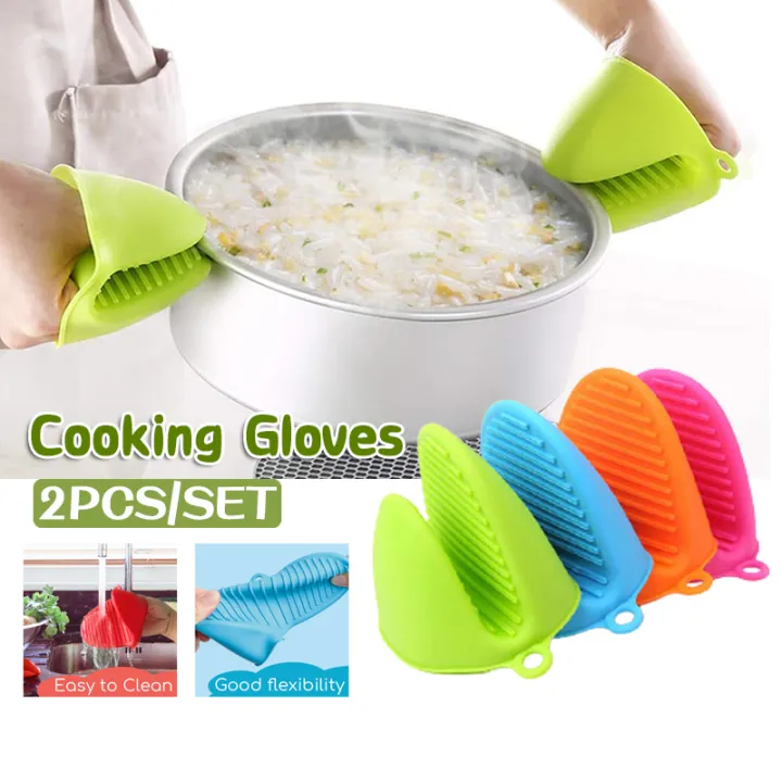 2pcs Kitchen Silicone Heat Resistant Gloves Clips Insulation Non Stick ...