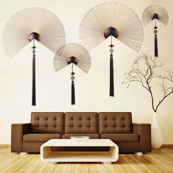 Hanging wrought iron fan wall decoration craft fan Chinese pendant ...