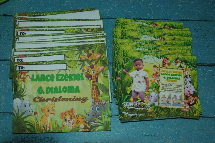 5PCS CUSTOMIZED INVITATION CARD JUNGLE SAFARI THEME WITH PERSONALIZED ...