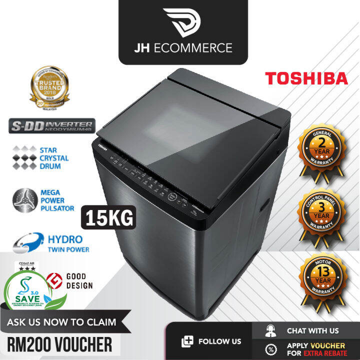Toshiba 15KG SDD Inverter NANO Wash Washing Machine AW-DG1600WM(SK ...
