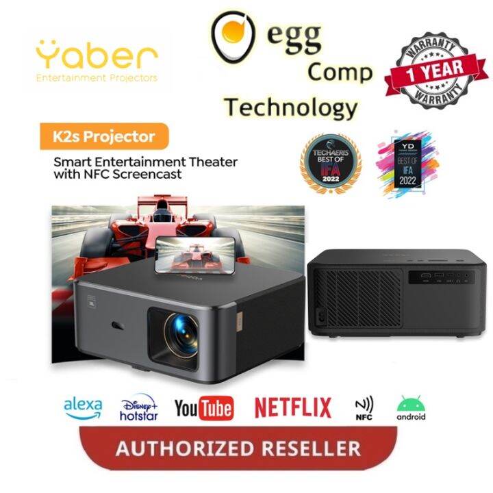 YABER K2S Smart Entertainment Projector | 800 ANSI Lumens | Android TV ...