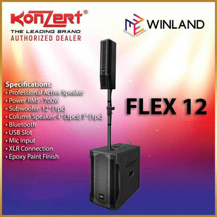 KONZERT by Winland 12inch Subwoofer | 4"x3/3"x1 Colunm Speaker w/ Bluetooth, USB Slot, Mic ...