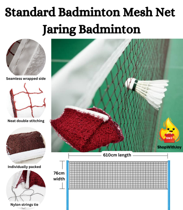 【ShopWithJoy】Standard Badminton Mesh Net Jaring Badminton Sport ...