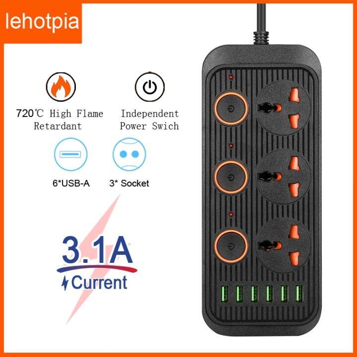 Lehotpia EU/US/UK Power Strip AC Separate Control Plug Outlet Extension ...