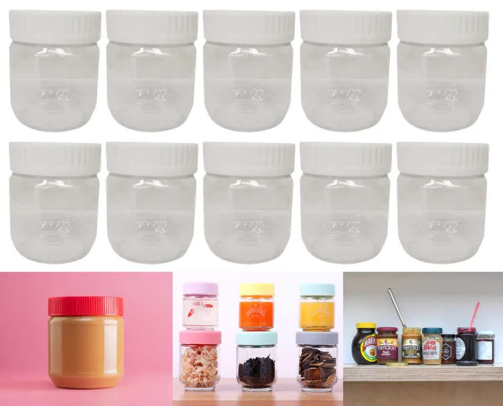 Plastic Clear Pet Jar Condiments Storage Butter, Jam, Honey Spreads ...