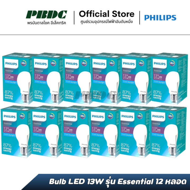 Philips หลอดไฟแอลอีดี 13วัตต์ แสงขาว แสงเหลือง Bulb LED 13W Daylight ...