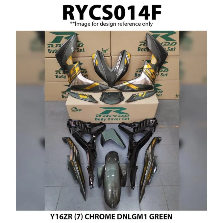 YAMAHA Y16 Y16ZR (7) CHROME DNLGM1 GREEN (HIJAU LUMUT) COVER SET ...