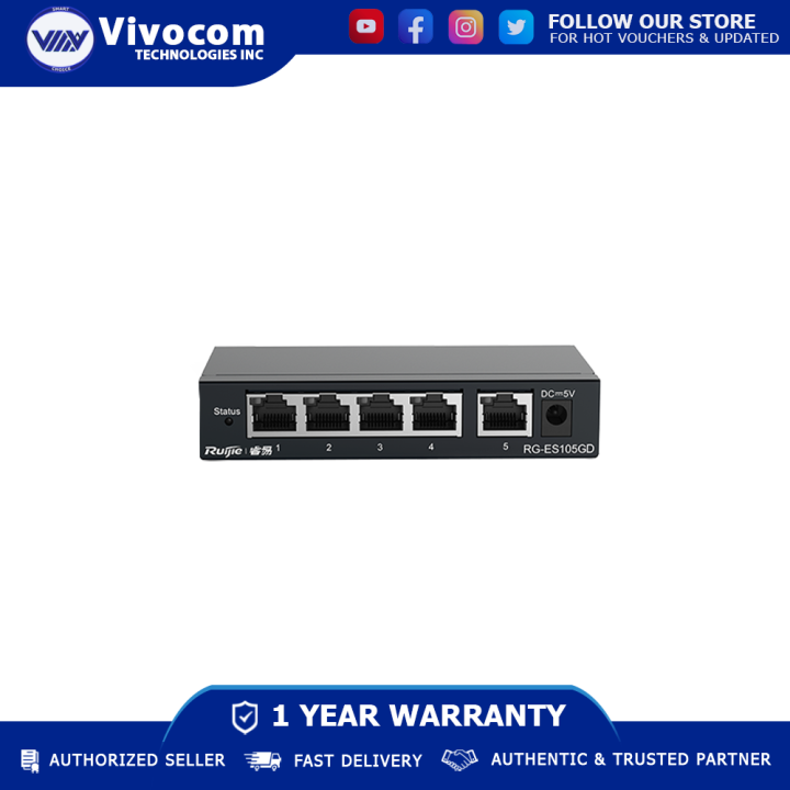 Ruijie RG-ES208GC, 8-Port Gigabit Smart Cloud Managed Non-PoE Switch ...