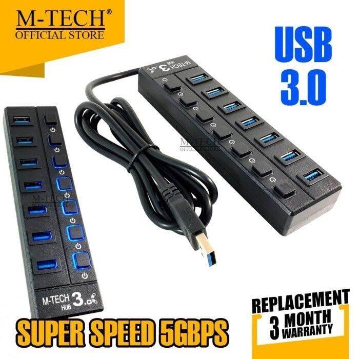 USB HUB 3.0 M-Tech 7 Port switch MT-UH7 Usb3.0 hub Mtech 7 port ON OFF ...