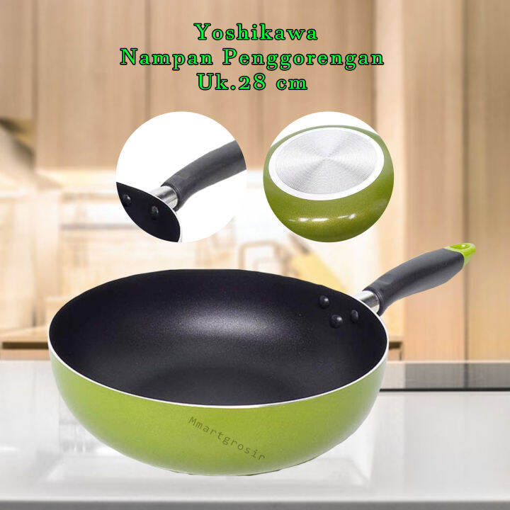 YOSHIKAWA Wok Pan/Teflon Penggorengan/Panci Anti Lengket/Wajan/28 cm | Lazada Indonesia