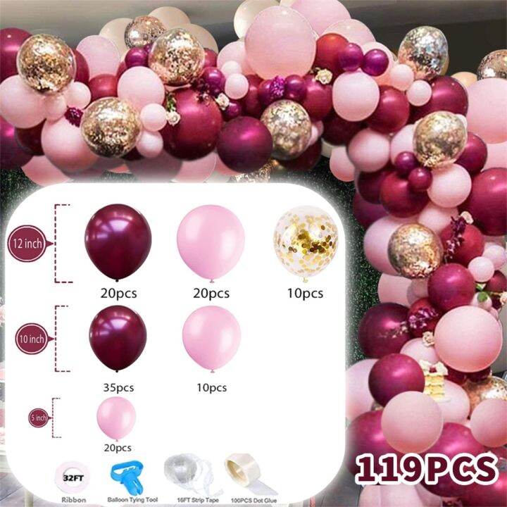 [Cod]♕119 PCs red wine arch balloons set party balloon decoration kit ...