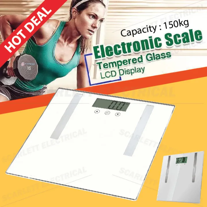 MAX 150KG Digital Glass Body Weight Scale Healthy BMI Body Fat Analyser ...