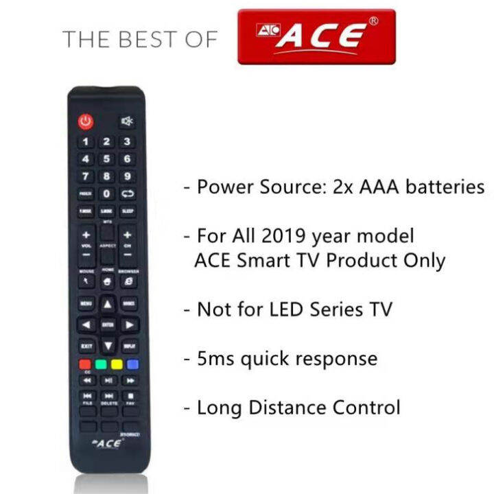 ACE 2619 Smart TV Remote for 2019 Year Model Only Ace Smart Tv Remote Controller Ace Remote ...
