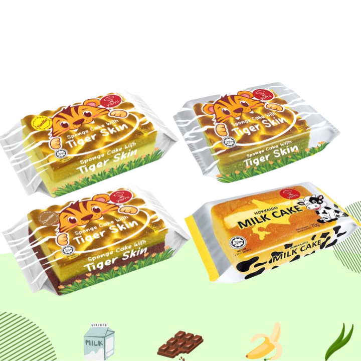 Yami Sponge Cake With Tiger Skin Pandan/Banana/Chocolate/Milk Cake 70 ...