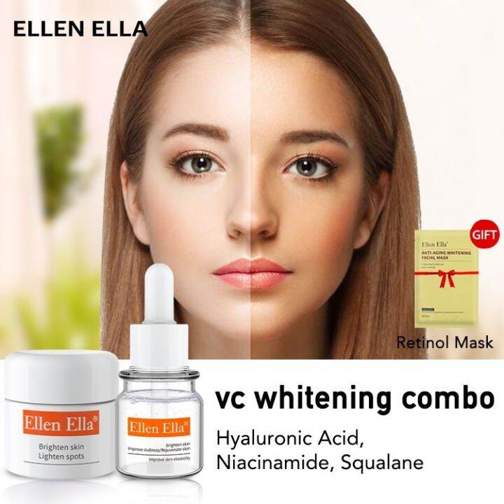 ELLEN ELLA Vitamin C Whitening Face Cream Face Serum Sets Fade Dark ...