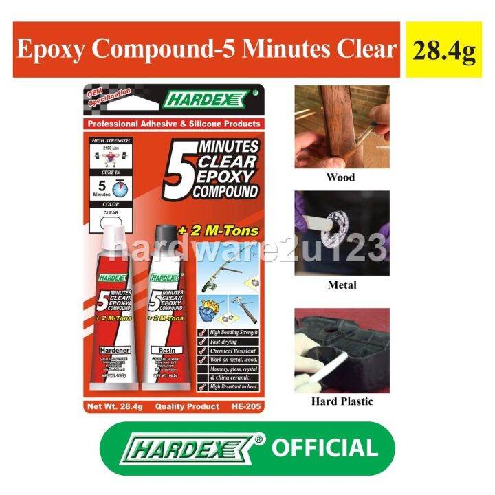 HARDEX 5 Minutes Clear Epoxy Compound (28.4g) HE205 +2 M-Tons | Lazada