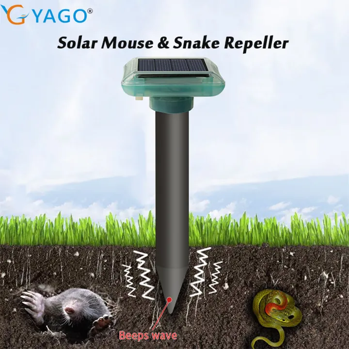 RCYAGO Solar Mole Repeller Solar Powered Ultrasonic Rat Mouse Buzz ...
