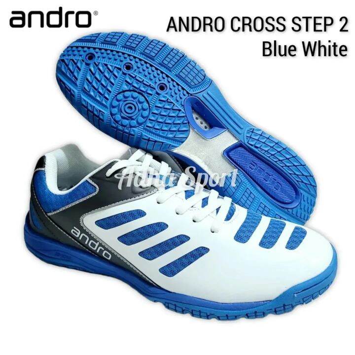 ANDRO CROSS STEP 2 Blue White Sepatu Pingpong Tenis Meja Murah Promo Diskon Adha Sport | Lazada ...