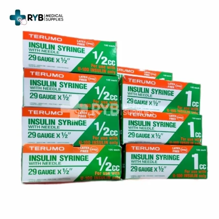 Terumo Insulin Syringe with Needle GAUGE 29 - ½cc / 1cc ( Sold per box ) | Lazada PH