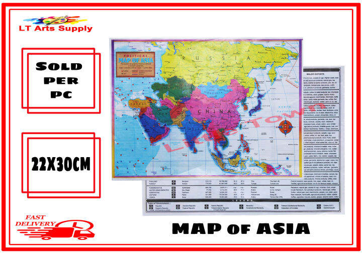 Chart Map / Political MAP of ASIA | Lazada PH
