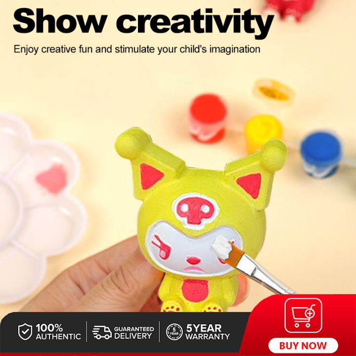 DIY Kawaii Sanliou Kuromi White Embryo Girl Graffiti Painting Handmade ...