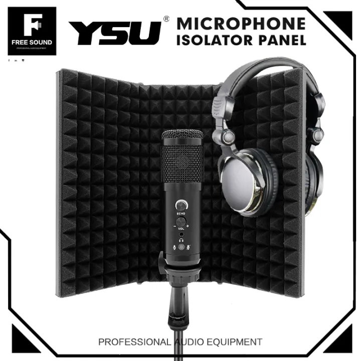 3 Panel Foldable Studio Microphone Isolation Shield Recording Sound ...
