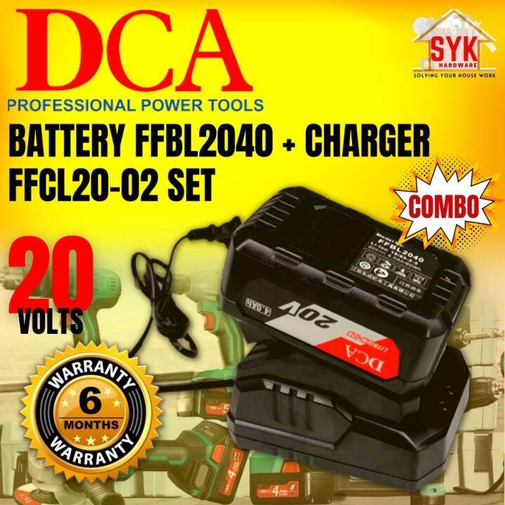 SYK DCA LI-ION Battery 4.0Ah (FFBL2040) + Charger (FFCL20-02) Battery ...