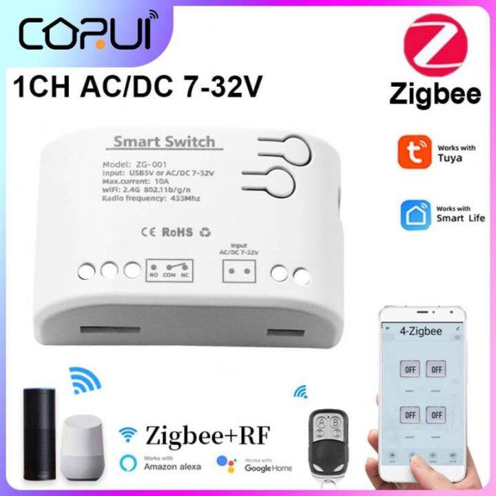 CORUI Tuya Zigbee Garage Door Receiver 1CH RF Smart Switch 7-32V AC DC ...