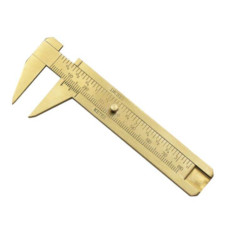 Mini Brass Pocket Ruler Handy Sliding Gauge Brass Vernier Caliper Ruler ...