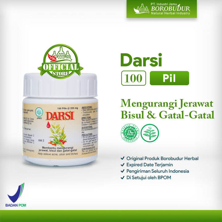 Borobudur Herbal DARSI 100 Pil Botol- Mengurangi Jerawat, Bisul dan ...