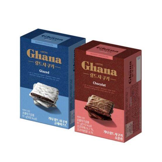🍫พร้อมส่ง🍫Lotte Ghana Cookies คุ้กกี้เคลือบช็อคโกแลต ขนมเกาหลี ขนาด 91 ...