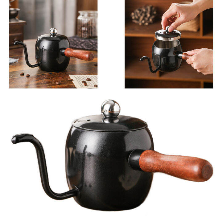 500ml Stainless Steel Gooseneck Drip Kettle Pour Over Water Drip Wood ...