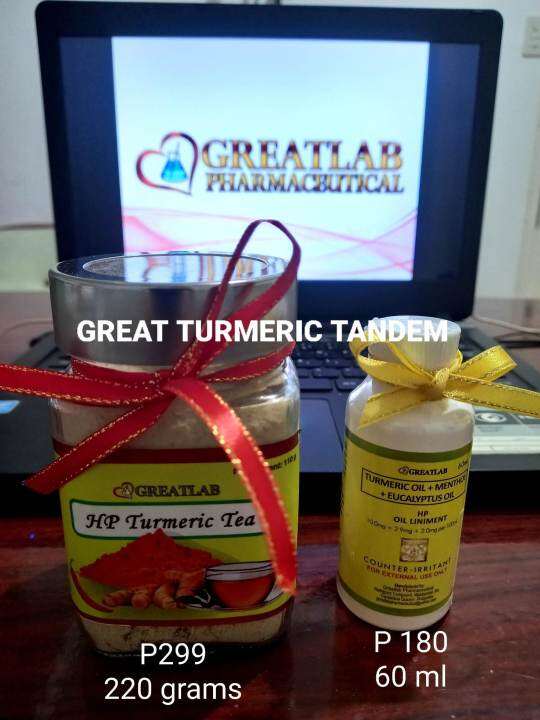Great Turmeric Tandem HP Turmeric tea 220g and HP Liniment 60ml | Lazada PH
