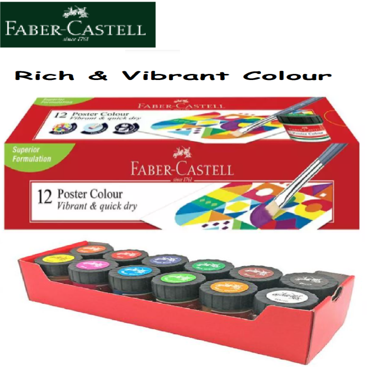 Faber-Castell Poster Colour 12 Vibrant Colours x 15cc | Lazada