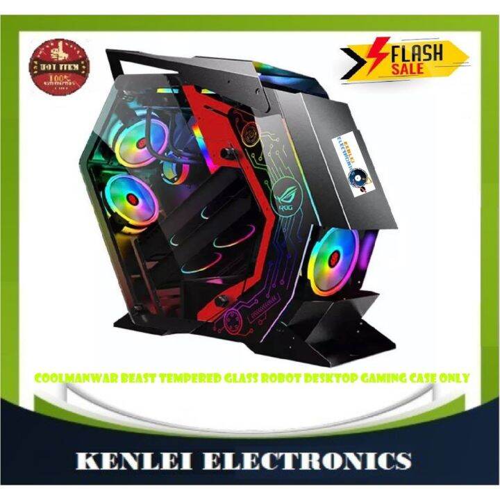 Coolman War Beast Robot 2 Transformer Tempered Glass Desktop Computer ...