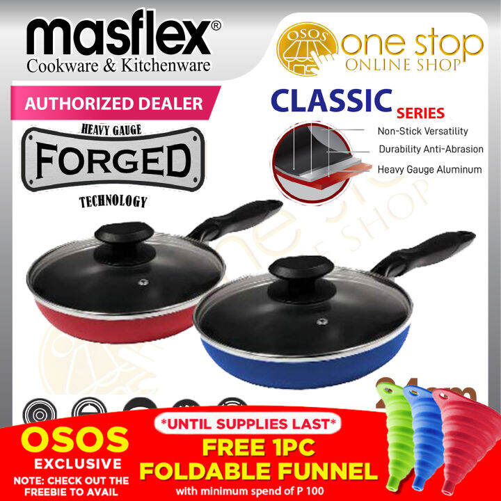 Masflex Original Non-Stick Induction Stir Fry pan with Glass Lid 24cm ...