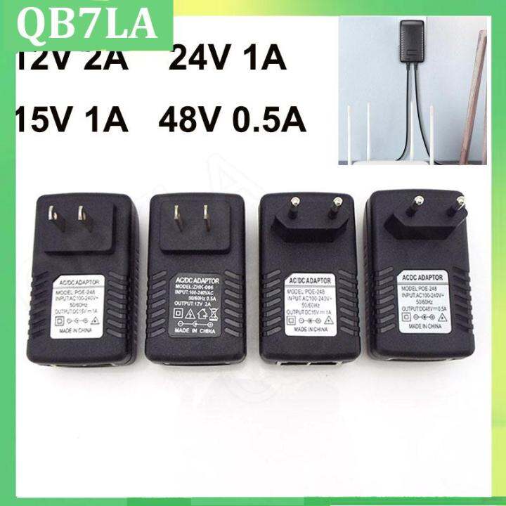 QB7LA shop AC 220V DC 12V 2A 48V 0.5A 24v 1A 15V 1A 24W POE Power Supply Injector Adapter plug ...