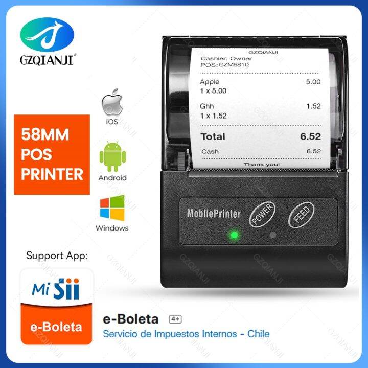 Loyverse POS SII e-boleta Android Mini Bluetooth Wireless Thermal Receipt Printer 58mm Bill ...