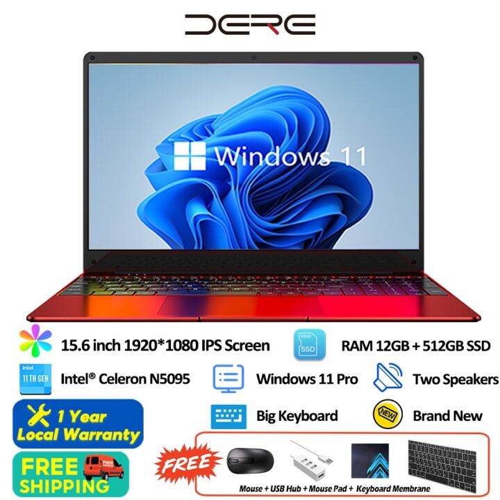 DERE Laptop R9 Pro | 12GB RAM+512GB SSD | Windows 11 | 15.6 Inch FHD ...