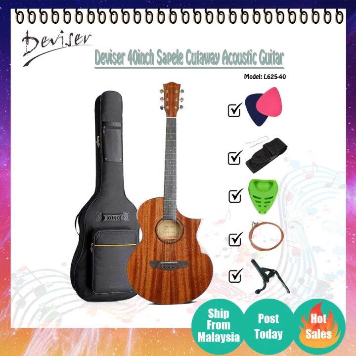 Deviser 40inch Sapele Wood Cutaway Acoustic Guitar Gitar Akustik L625/L-625 | Lazada