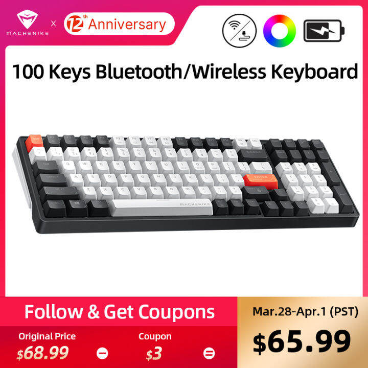 Mache K600 Bluetooth Wireless Mechanical Keyboard Gaming 100 keys White ...