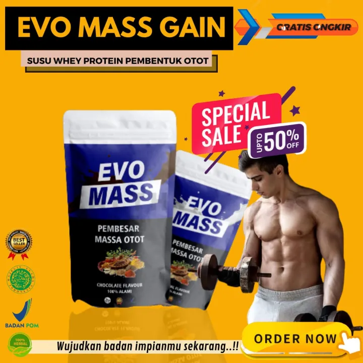 EVOMASS GAIN - susu protein pembentuk otot pria whey protein isolate ...