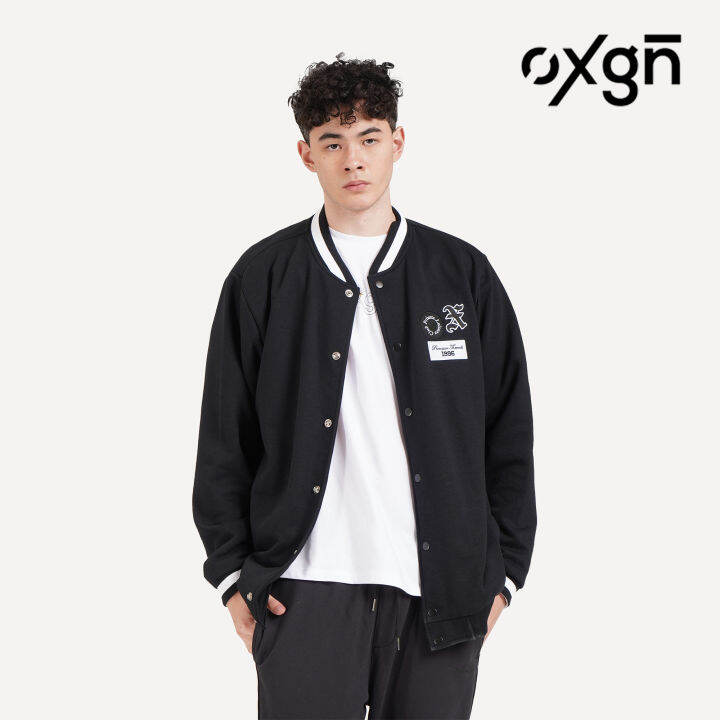 OXGN Premium Threads Varsity Jacket With Embroidery For Men (Black ...